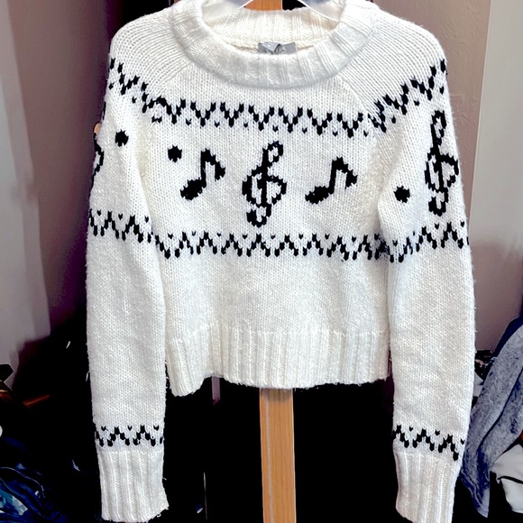 Sweaters | Vintage Delias Black And White Musical Notes Sweater | Poshmark